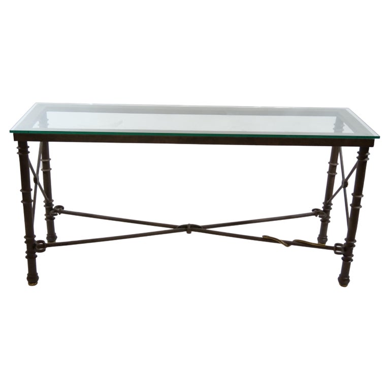 19th Century Bronze and Wrought Iron / Glass Top Console Table For Sale ...