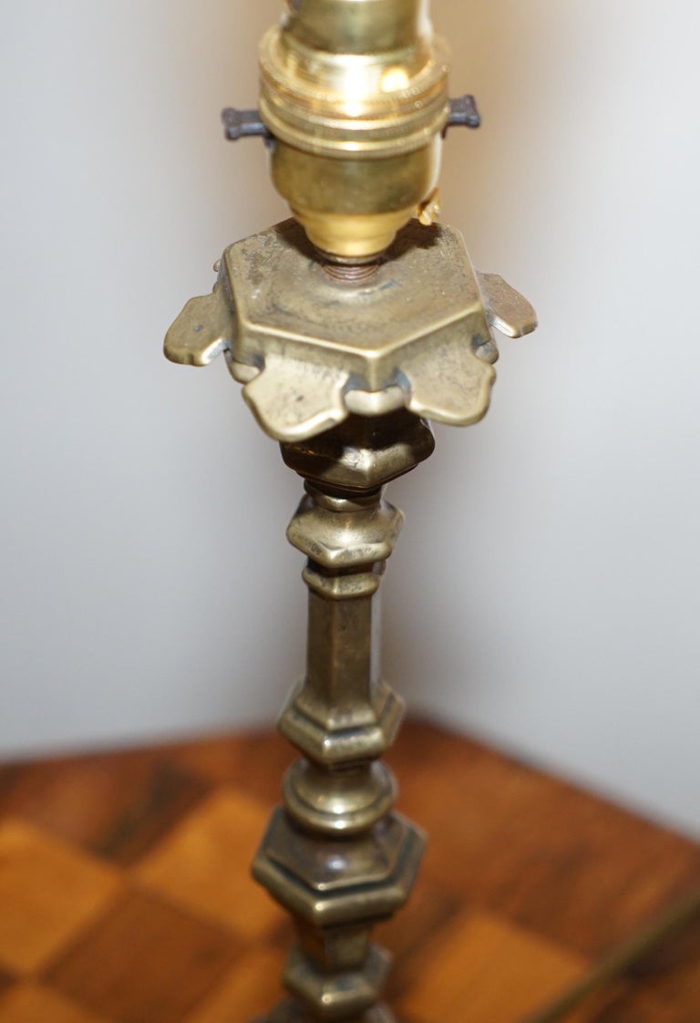 19th Century Bronzed Italian Candle Table Lamp Conversion with Ornate ...