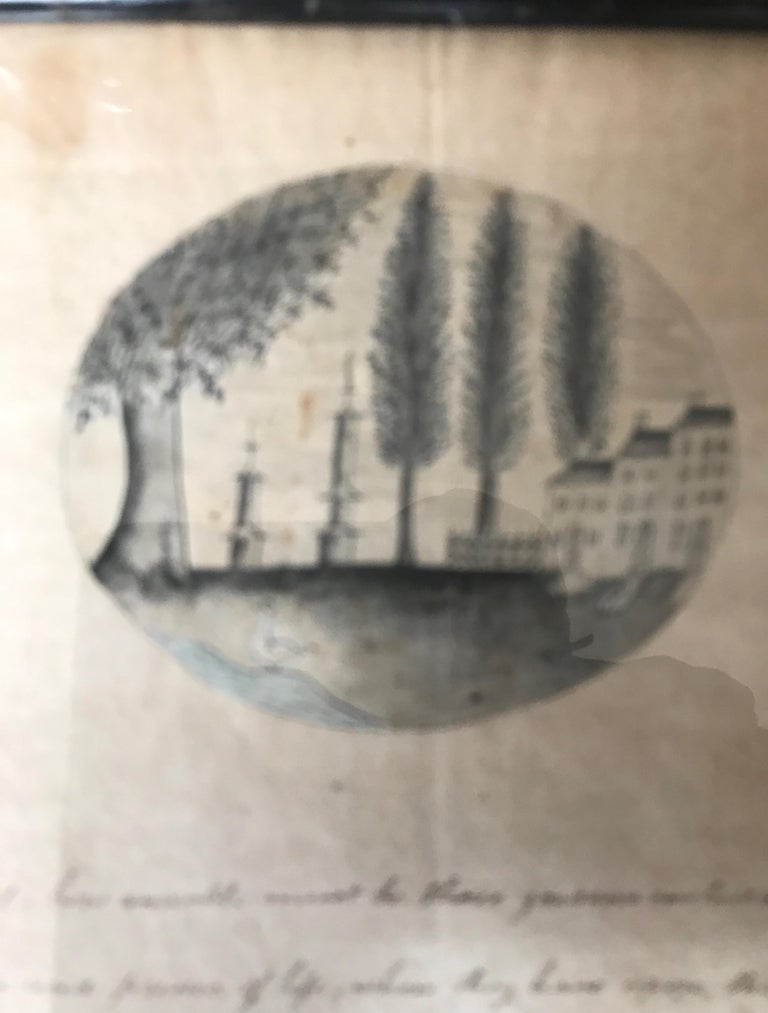 19th Century Bucolic Engraving and Calligraphy For Sale at 1stDibs