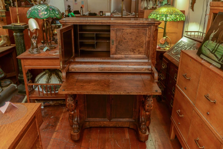 19th Century Burled Walnut Spinet Desk at 1stDibs