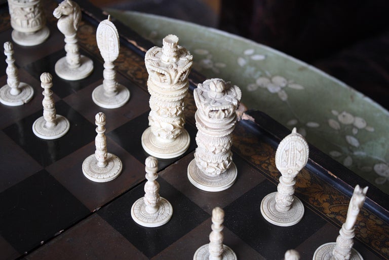 19th Century Burmese Chess Set and Chinese Export Gilt and Lacquered ...