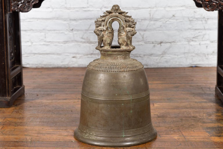 19th Century Burmese Mandalay Temple Bronze Bell with Finely Cast ...