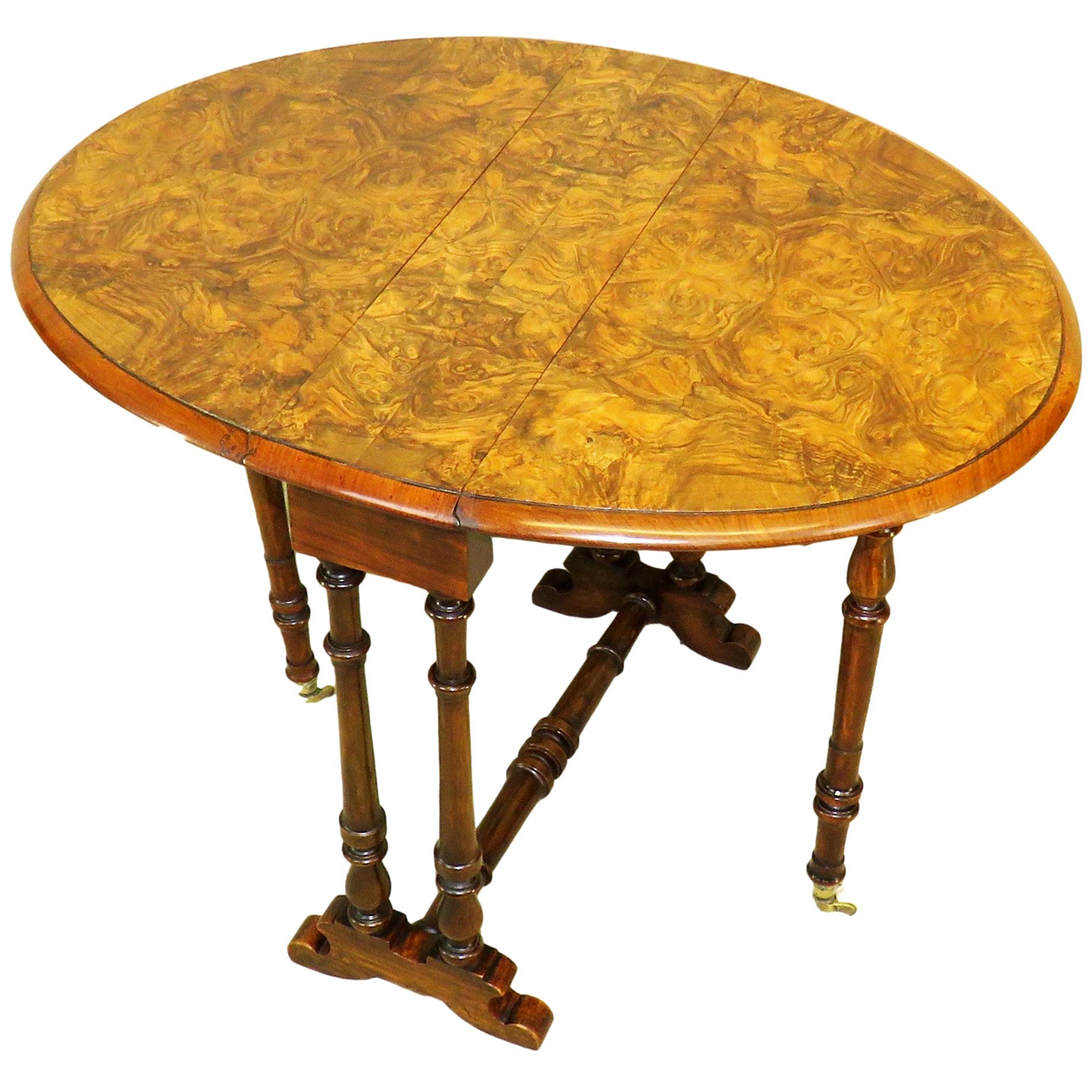 19th Century Burr Walnut Sutherland Table at 1stDibs