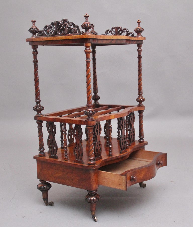 19th Century burr walnut Canterbury of serpentine form For Sale at 1stDibs