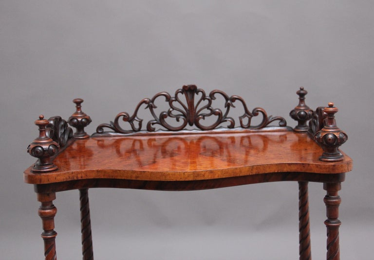 19th Century burr walnut Canterbury of serpentine form For Sale at 1stDibs