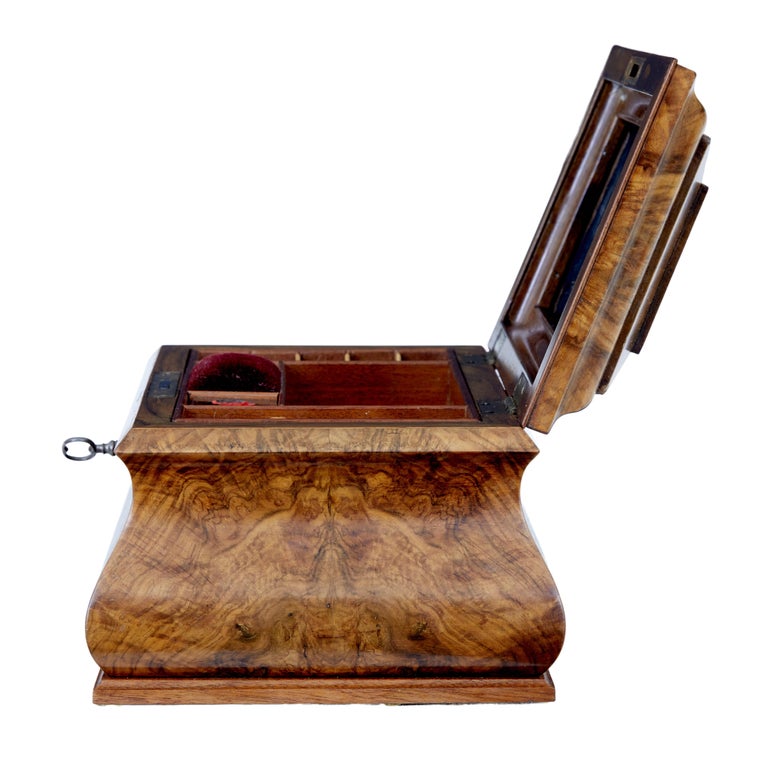 19th Century Burr Walnut Sewing Box at 1stDibs