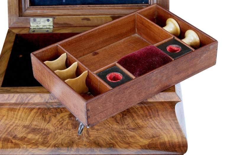 19th Century Burr Walnut Sewing Box at 1stDibs