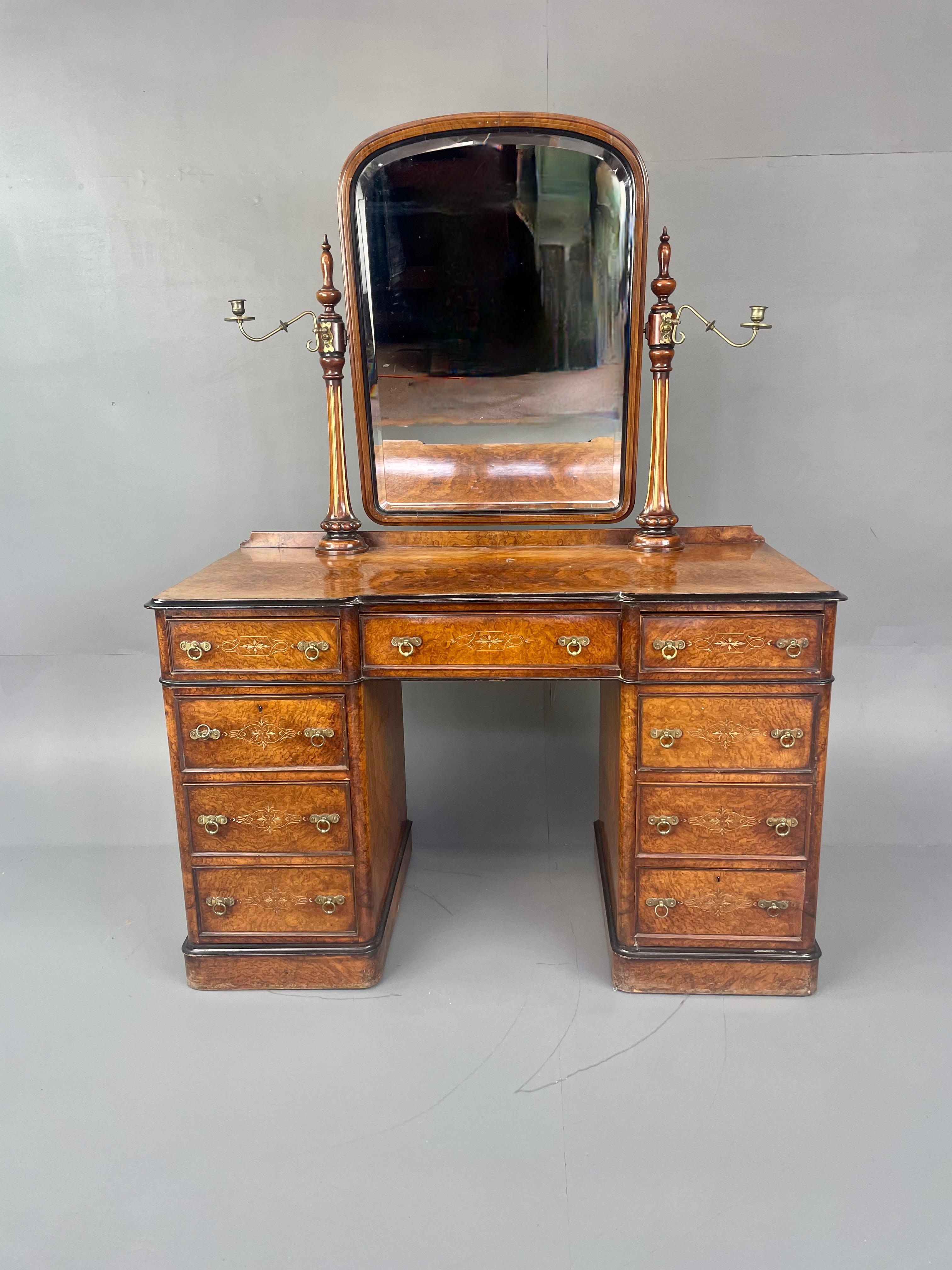 19th century burr walnut Victorian dressing table vanity For Sale at ...