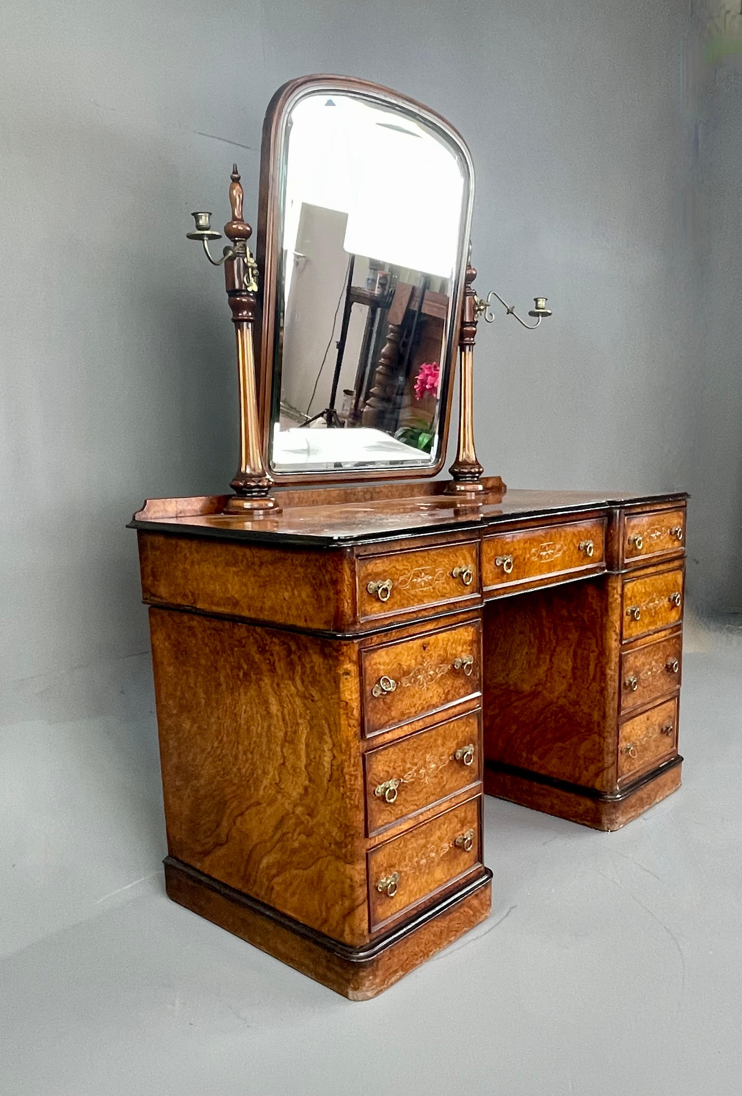 19th century burr walnut Victorian dressing table vanity For Sale at ...
