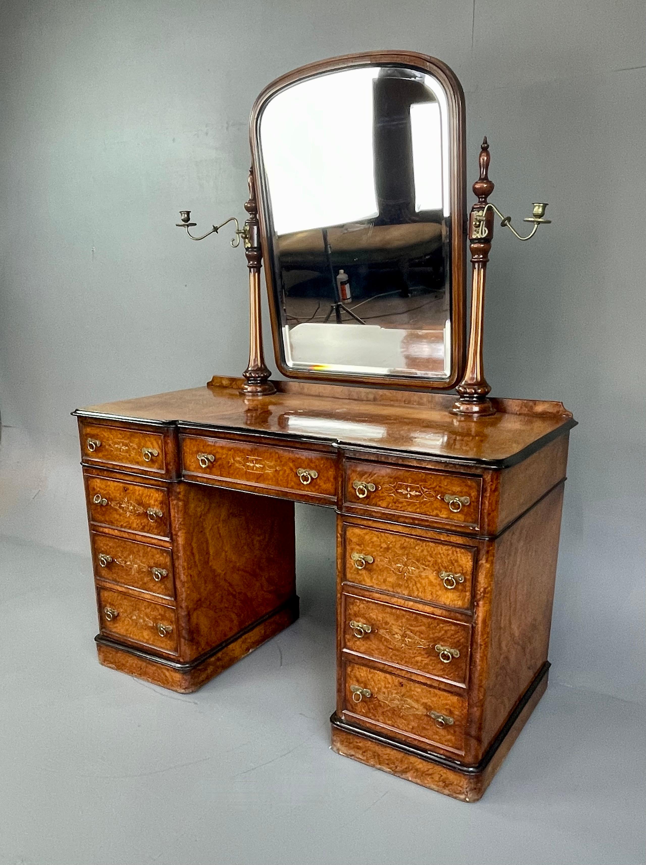 19th century burr walnut Victorian dressing table vanity For Sale at ...