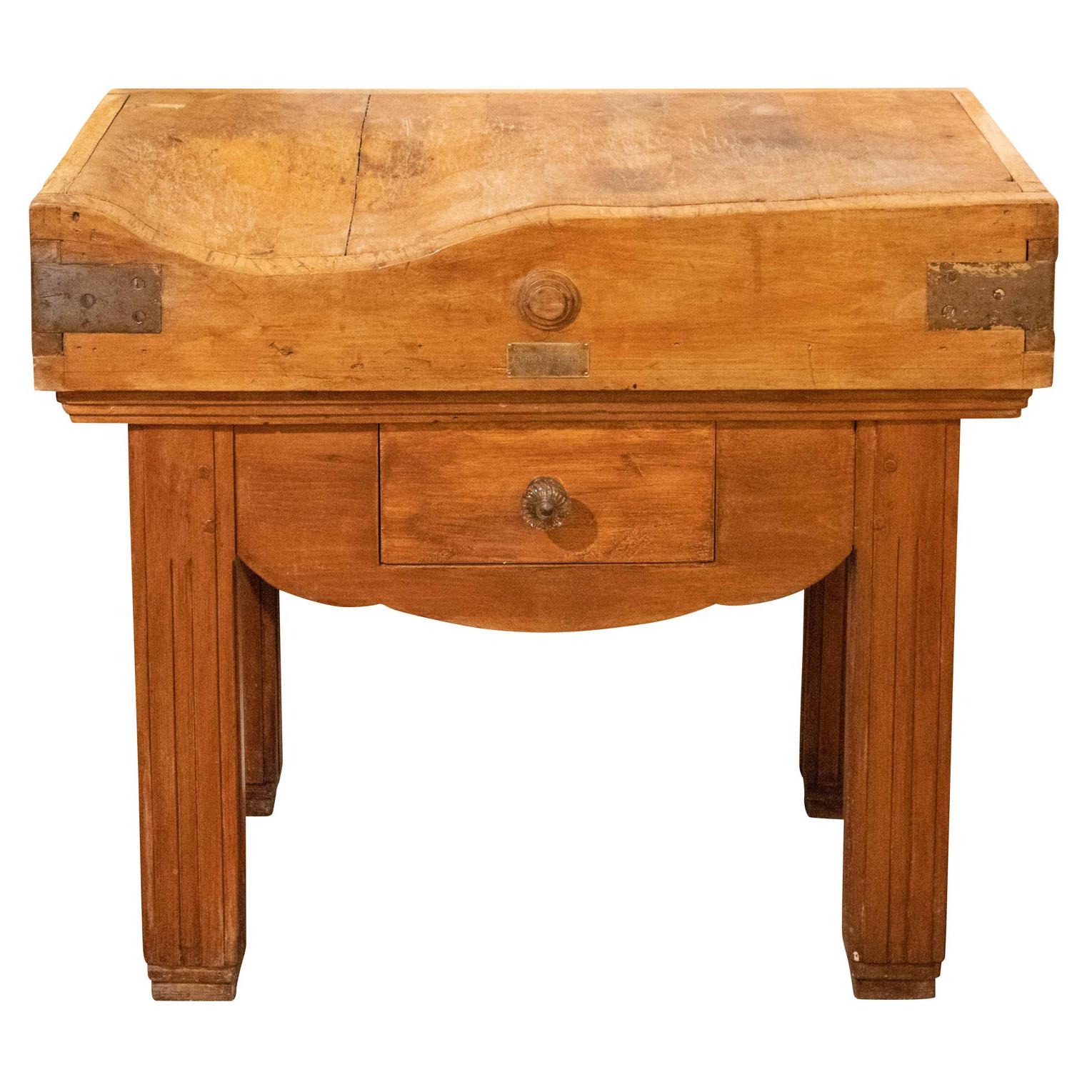 Large Table w/ Butcher Block Top at 1stDibs