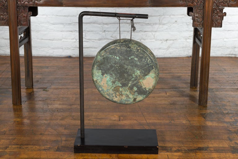 19th Century Cambodian or Thai Bronze Gong Mounted on Custom Made Base ...