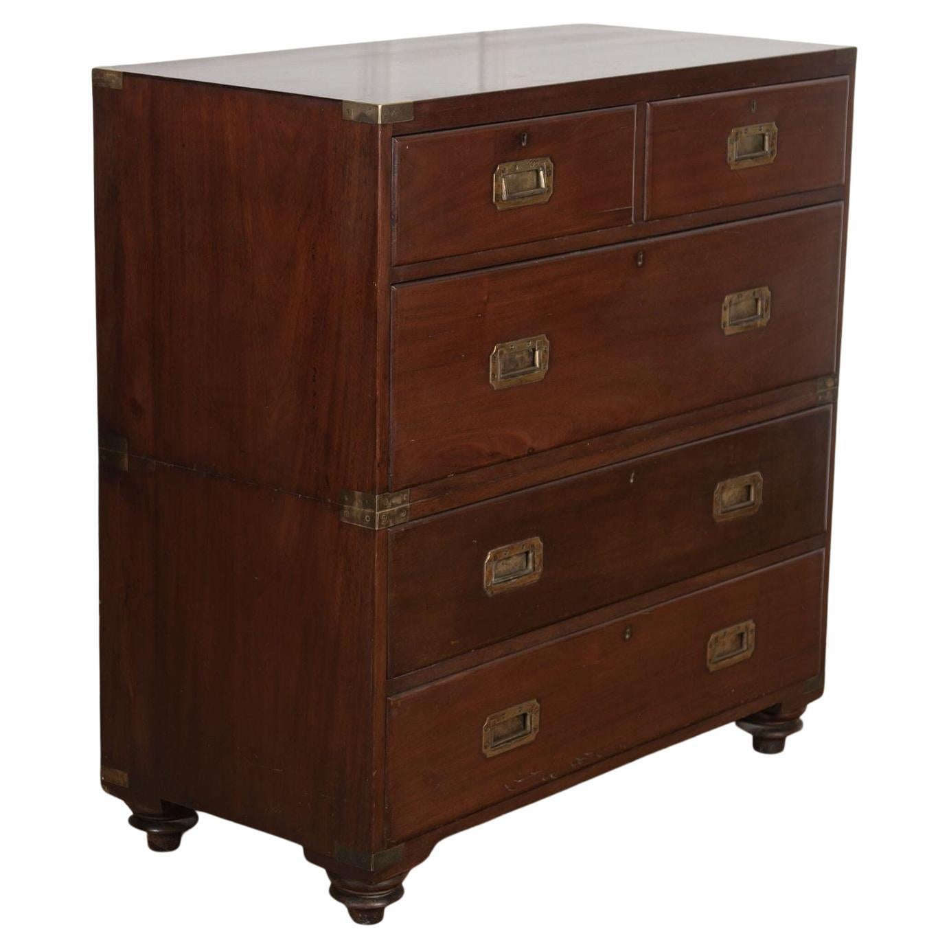 19th Century Mahogany Campaign Map Chest For Sale at 1stDibs