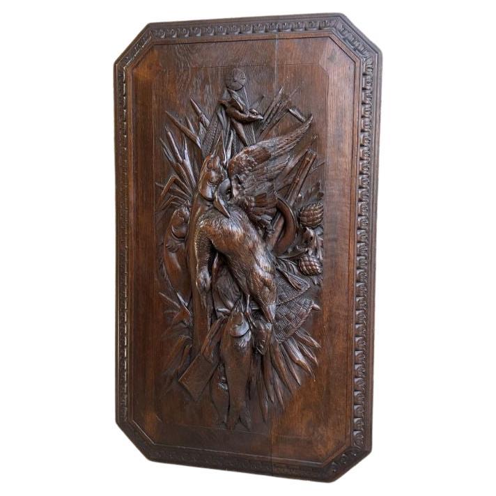 19th Century Carved Black Forest Hunting Plaque For Sale at 1stDibs