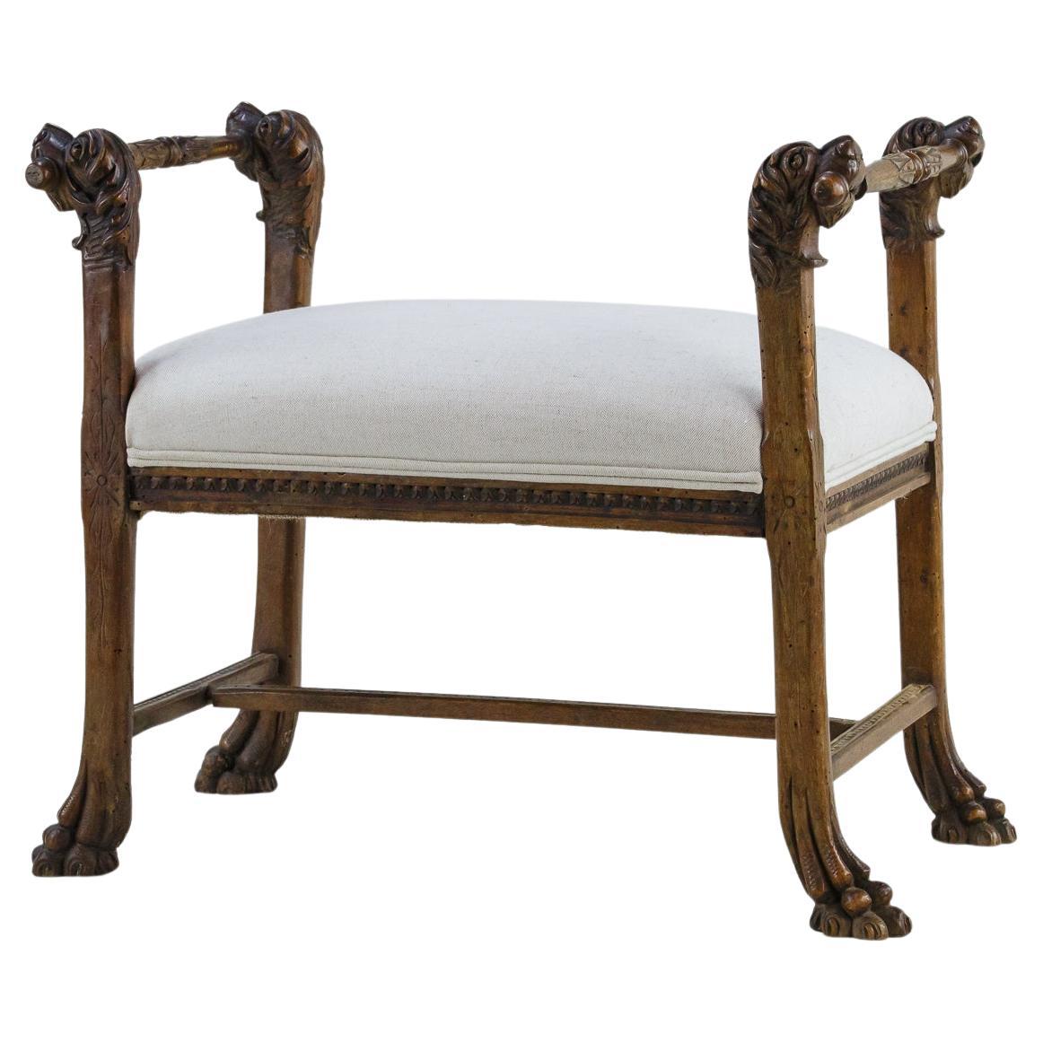 19th Century Hand Carved Foot Stool For Sale at 1stDibs