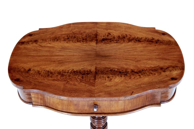 19th Century Carved Flame Mahogany Side Table For Sale at 1stDibs