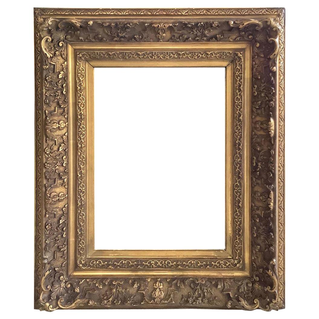 19th Century Italian Carved and Silver Gilt Frame For Sale at 1stDibs