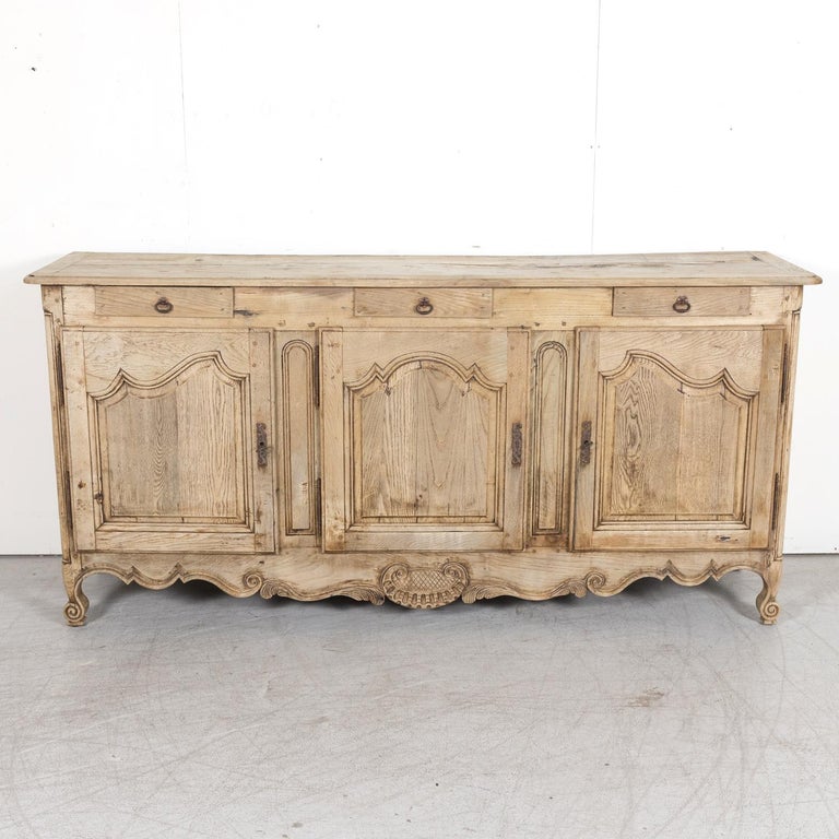 19th Century Carved French Country Louis XV Style Bleached Oak Enfilade ...