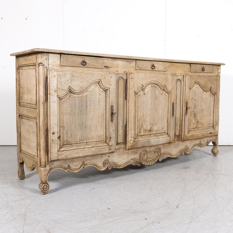 19th Century Carved French Country Louis XV Style Bleached Oak Enfilade ...