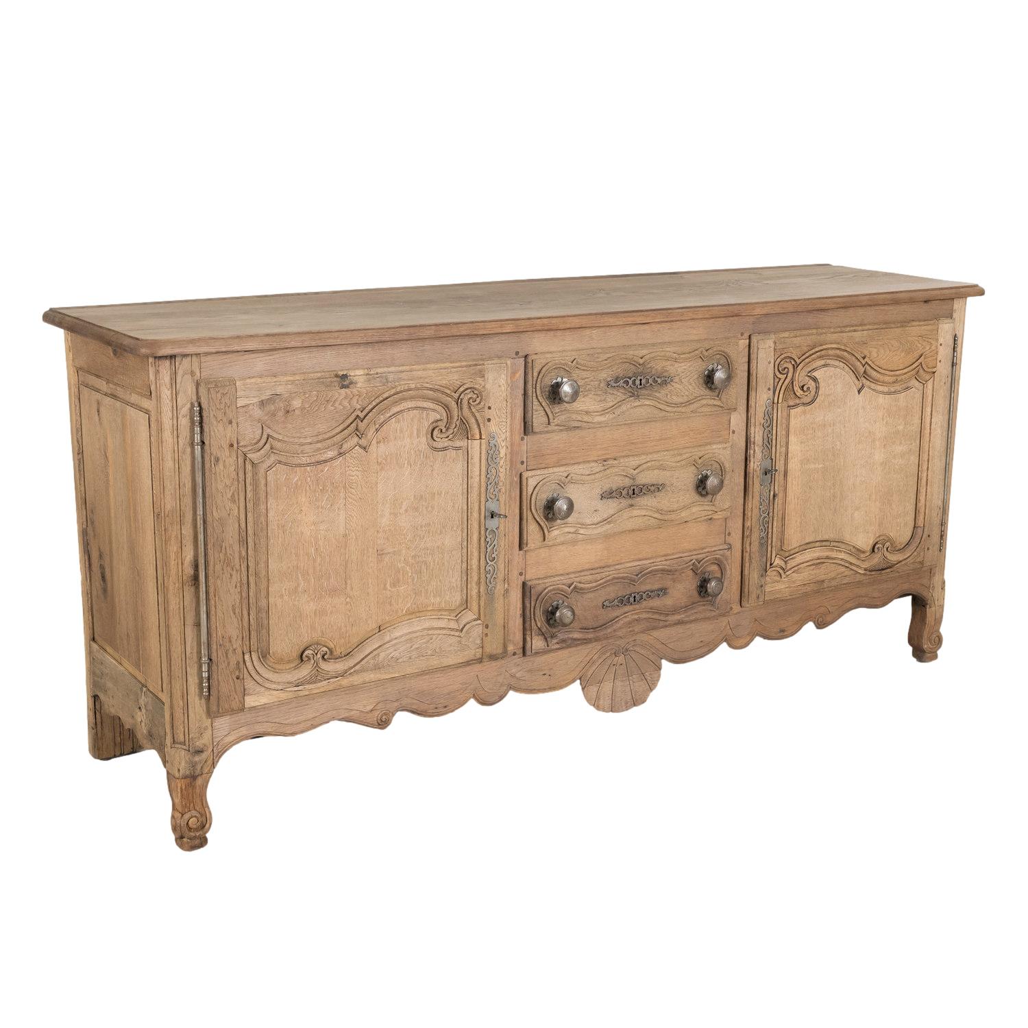 19th Century Carved French Country Louis XV Style Bleached Oak Enfilade ...
