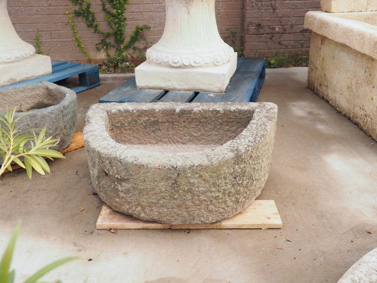 19th Century Carved Granite Demi-Lune Trough Sink from Normandy, France ...