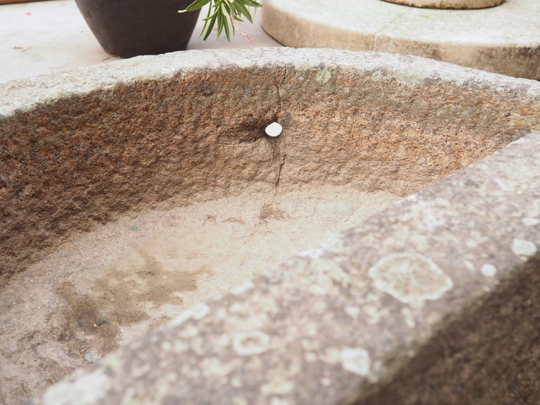 19th Century Carved Granite Demi-Lune Trough Sink from Normandy, France ...