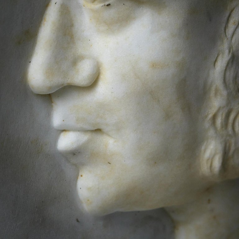19th Century, Carved Marble Relief Portrait Plaque For Sale at 1stDibs