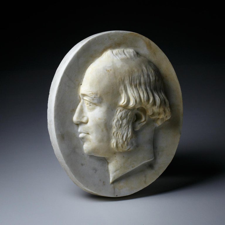 19th Century, Carved Marble Relief Portrait Plaque For Sale at 1stDibs