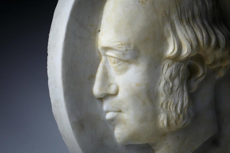 19th Century, Carved Marble Relief Portrait Plaque For Sale at 1stDibs