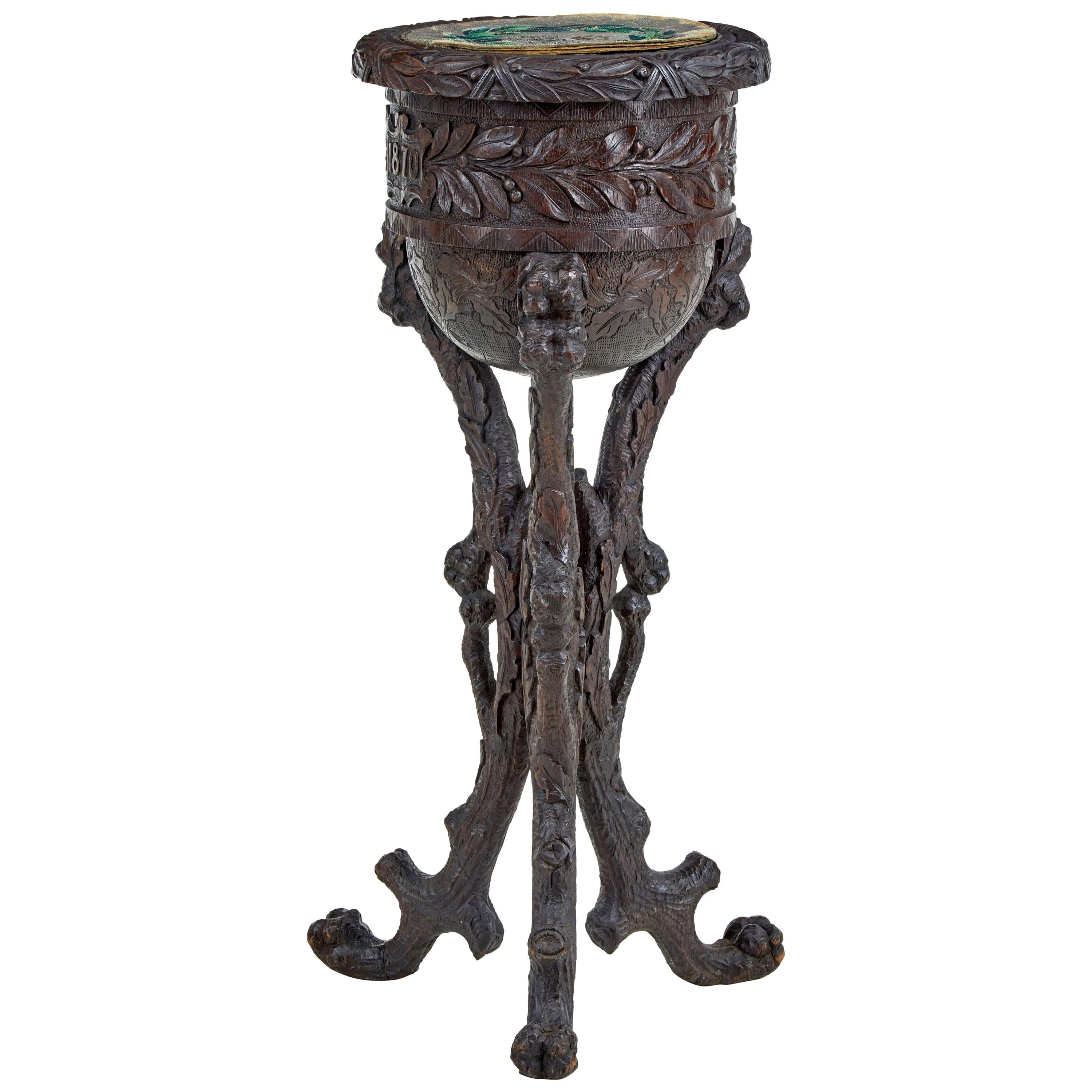 Antique Hand Carved Black Forest Plant Stand at 1stDibs