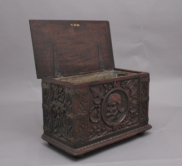 19th Century Carved Oak Log Box For Sale at 1stDibs | log boxes for sale
