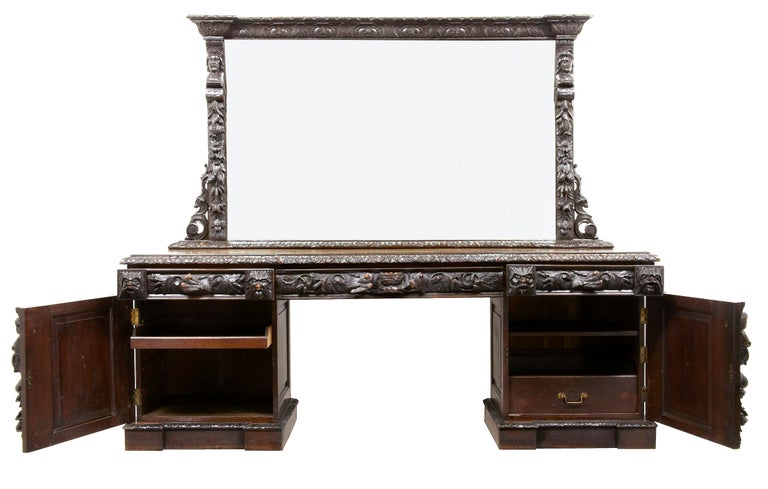 19th Century carved oak mirrored sideboard of grand proportions For ...
