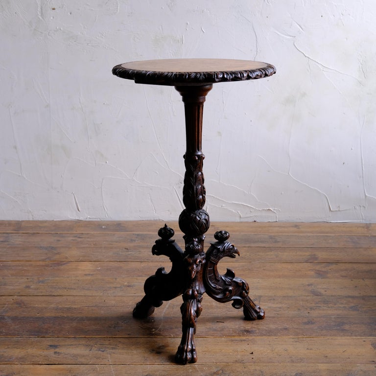 19th Century Carved Oak Occasional Table For Sale at 1stDibs