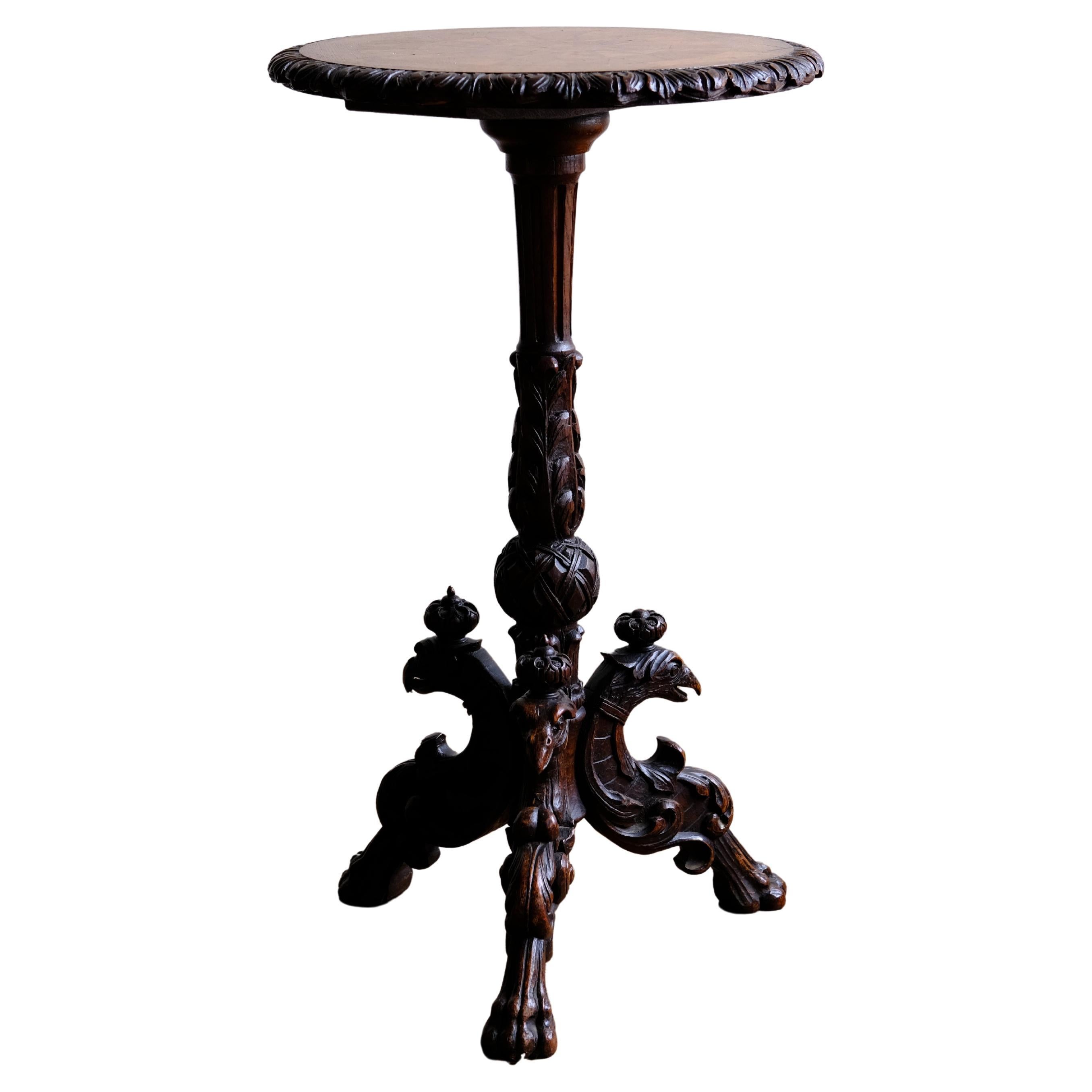 Round Oak Occasional Table, with X Stretcher at 1stDibs