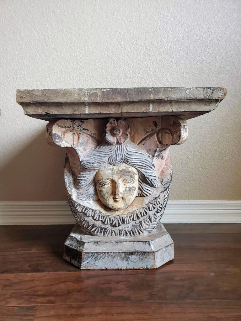 19th Century Baroque Carved Polychromed Architectural Column Capital ...