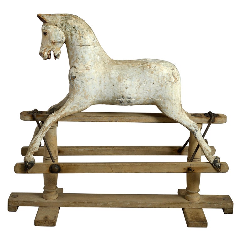 19th Century Carved Painted Rocking Horse at 1stDibs