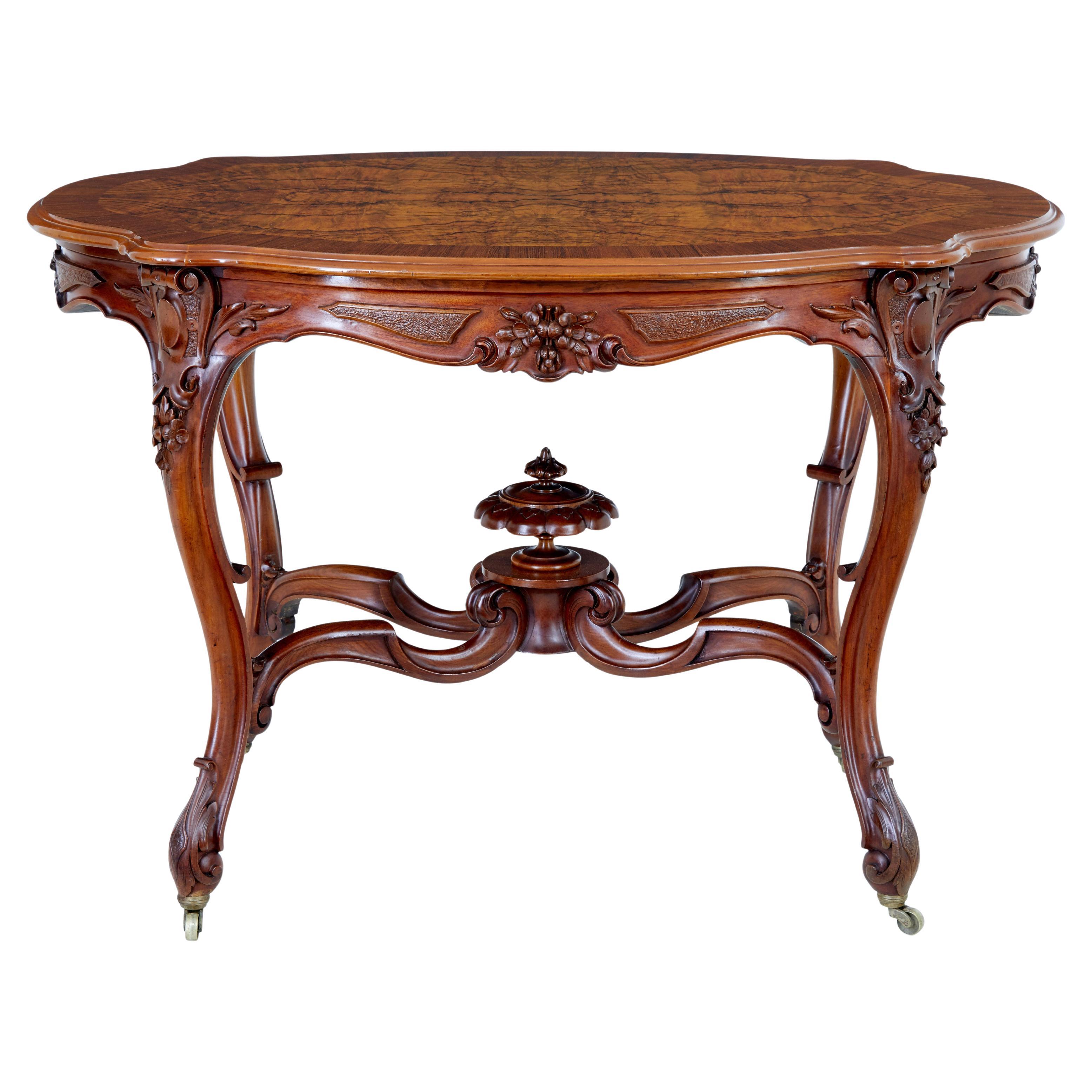 19th Century High Victorian Inlaid Walnut Center Table at 1stDibs