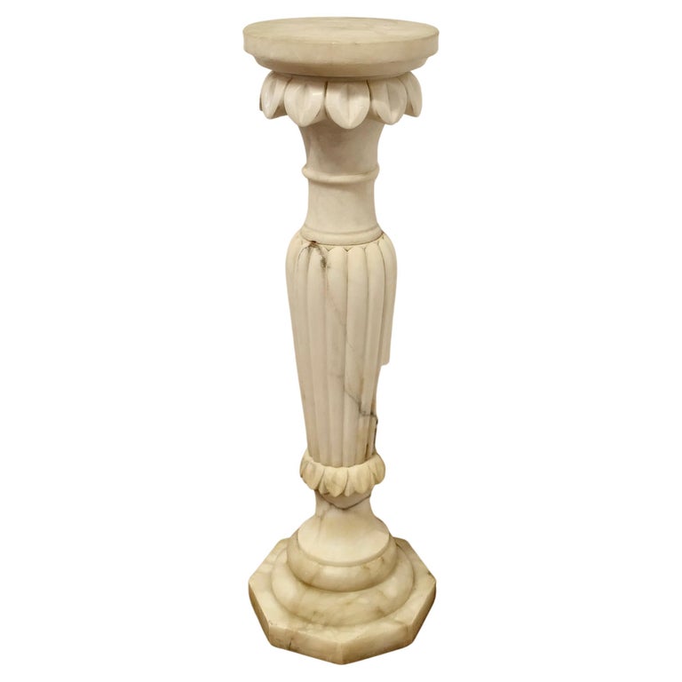 19th Century Carved White Marble Torchere For Sale at 1stDibs