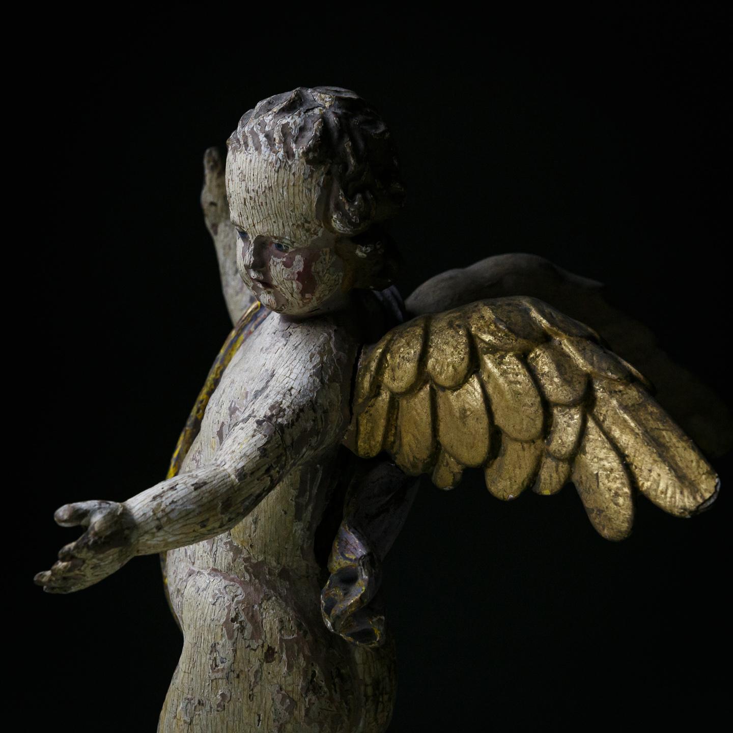 19th Century Carved Wood and Polychromed Angels at 1stDibs