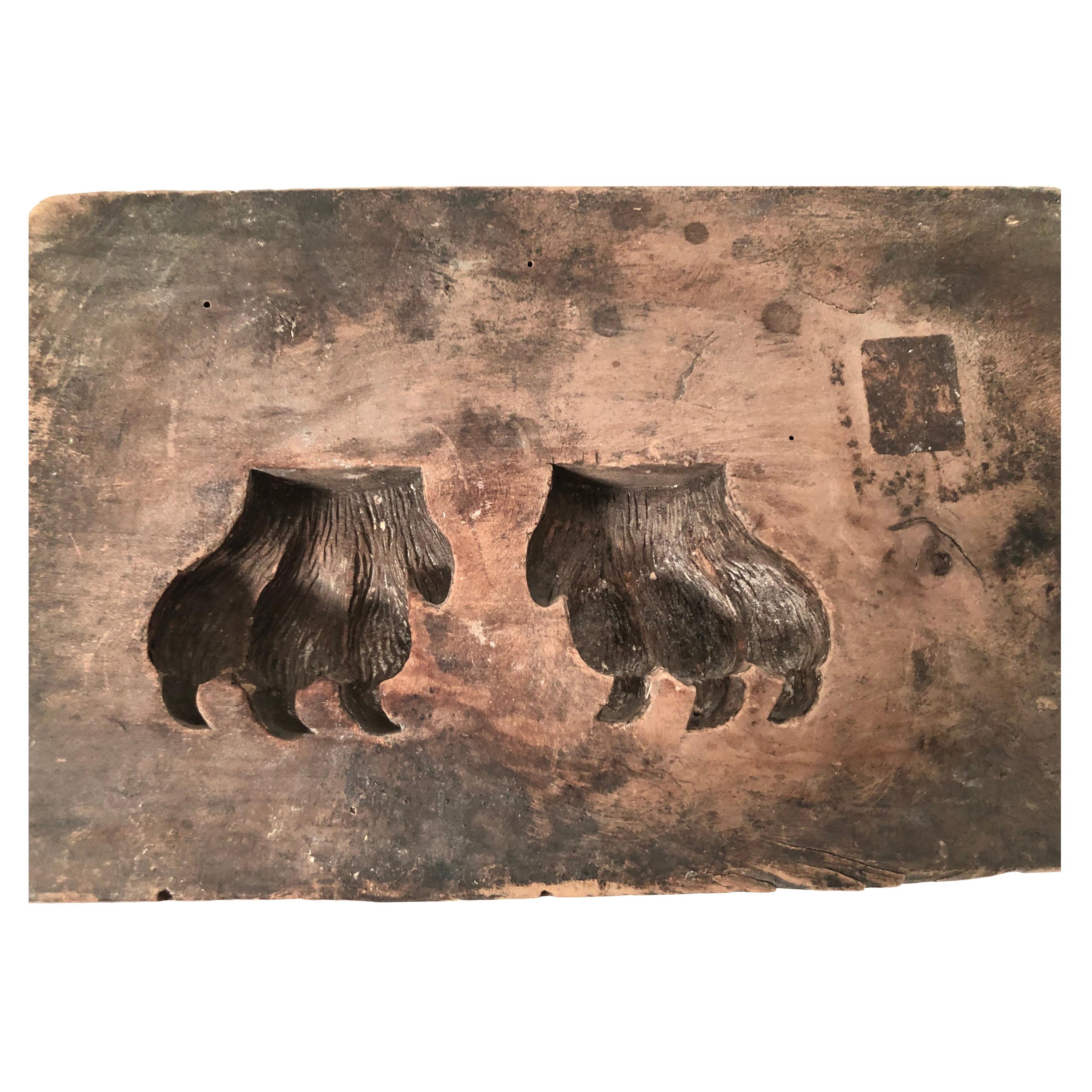 19th Century Carved Wood Bear Claw Mold at 1stDibs