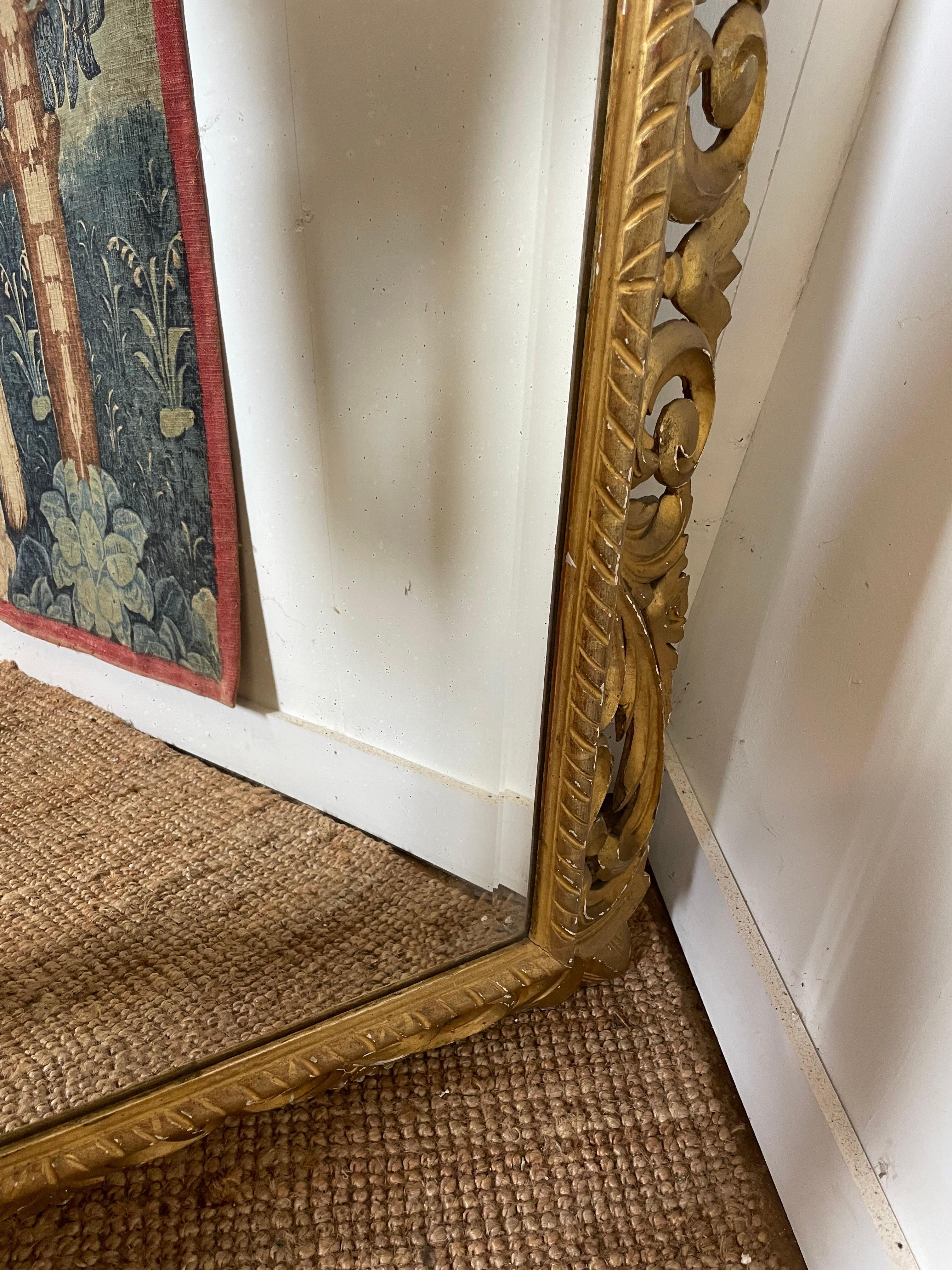 19th century carved wood gilt mirror For Sale at 1stDibs