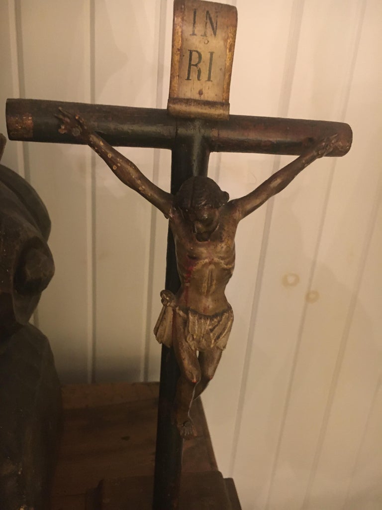 19th Century Carved Wood Santos with Gilt Decoration For Sale at 1stDibs