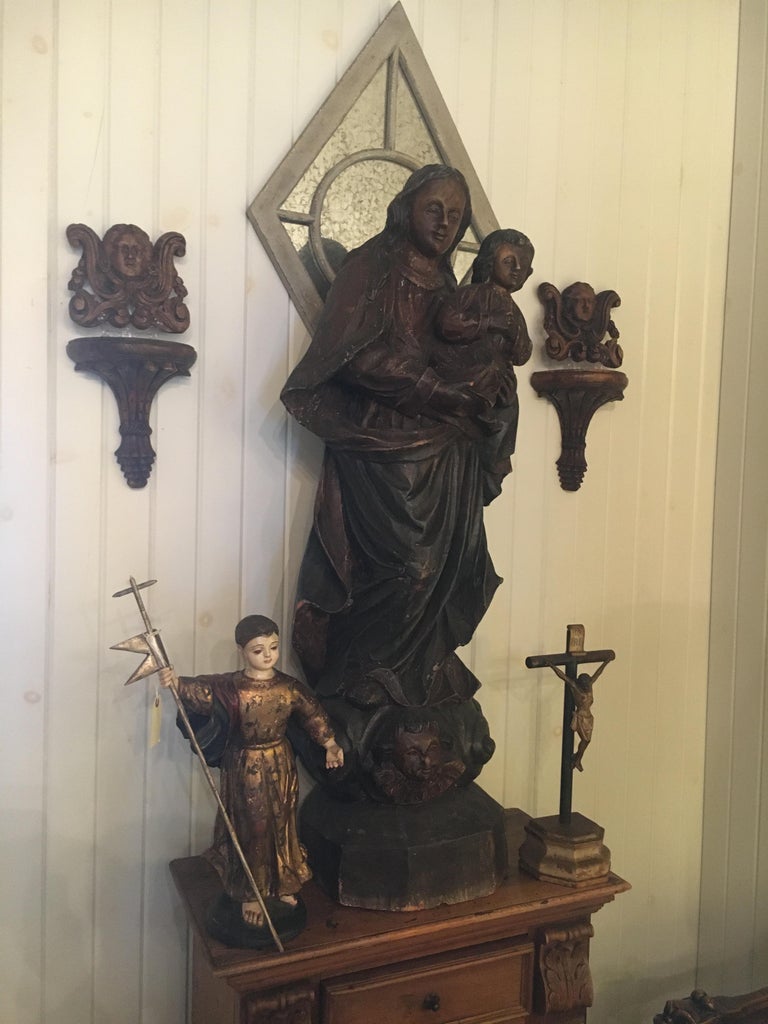 19th Century Carved Wood Santos with Gilt Decoration For Sale at 1stDibs