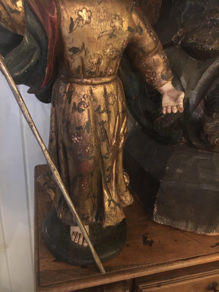 19th Century Carved Wood Santos with Gilt Decoration For Sale at 1stDibs