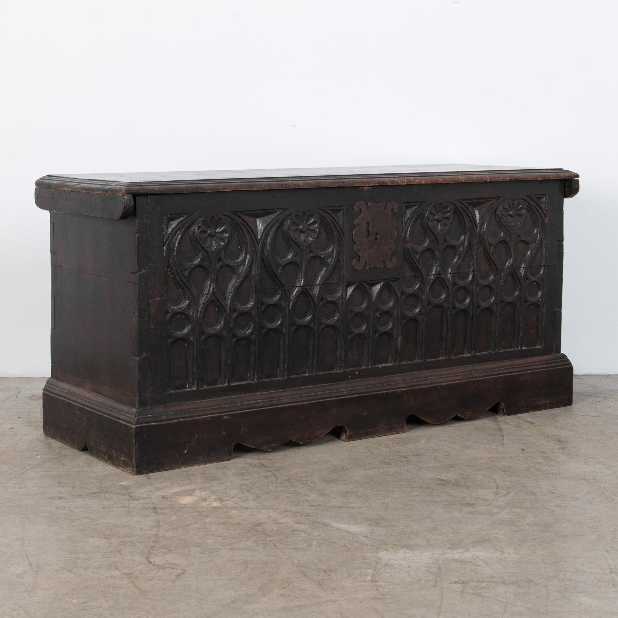 19th Century Carved Wooden Trunk at 1stDibs