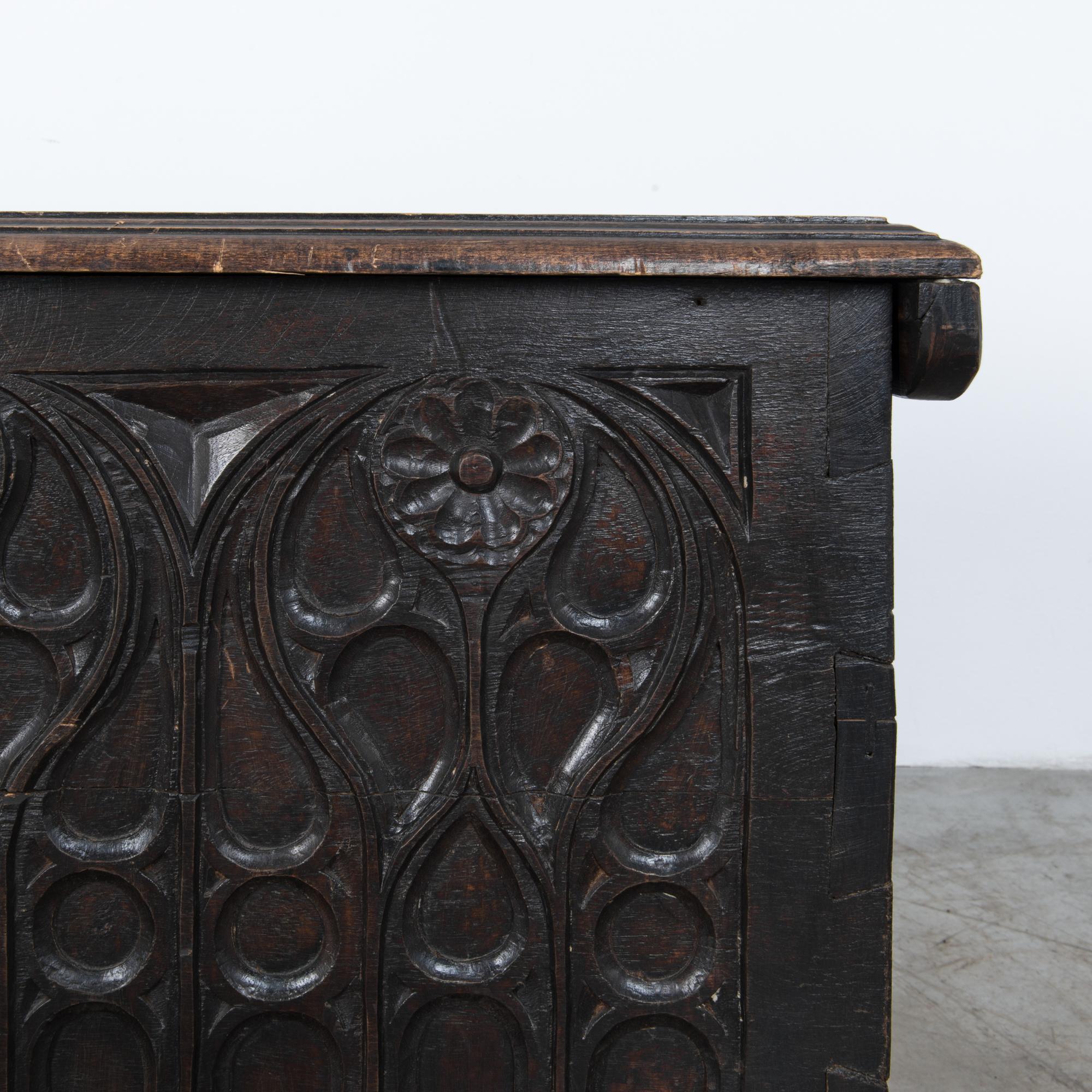 19th Century Carved Wooden Trunk at 1stDibs
