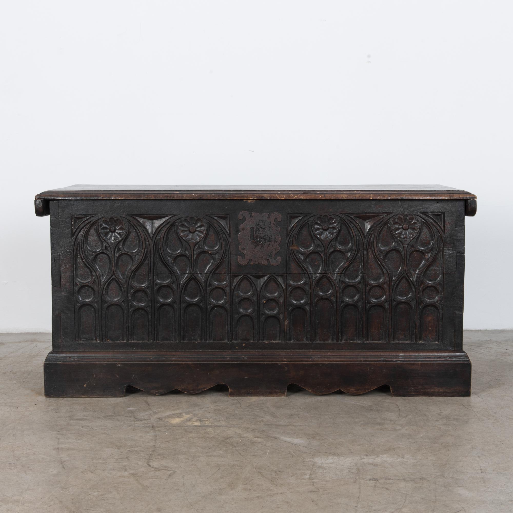19th Century Carved Wooden Trunk at 1stDibs