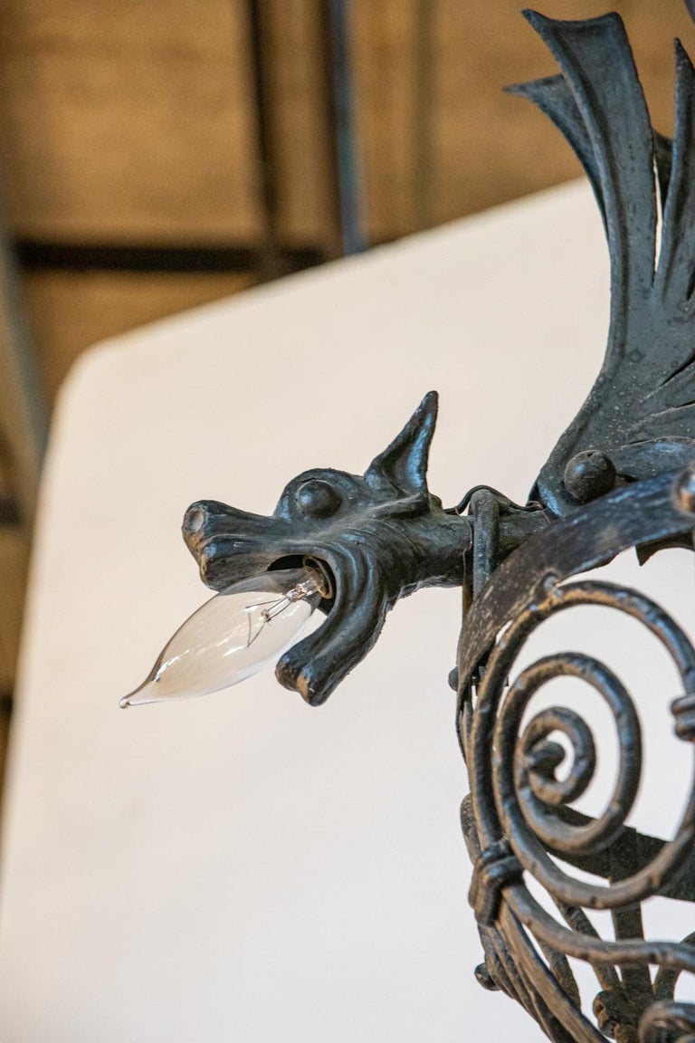 19th Century Cast and Wrought Iron Hanging Light Fixture For Sale at ...