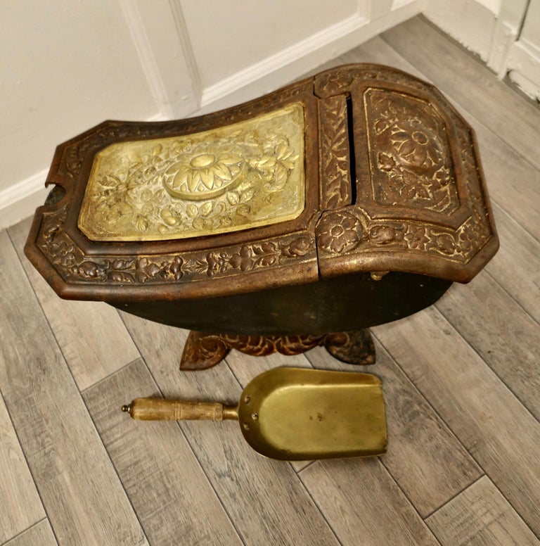 19th Century Cast Iron and Brass Art Nouveau Coal Scuttle For Sale at ...