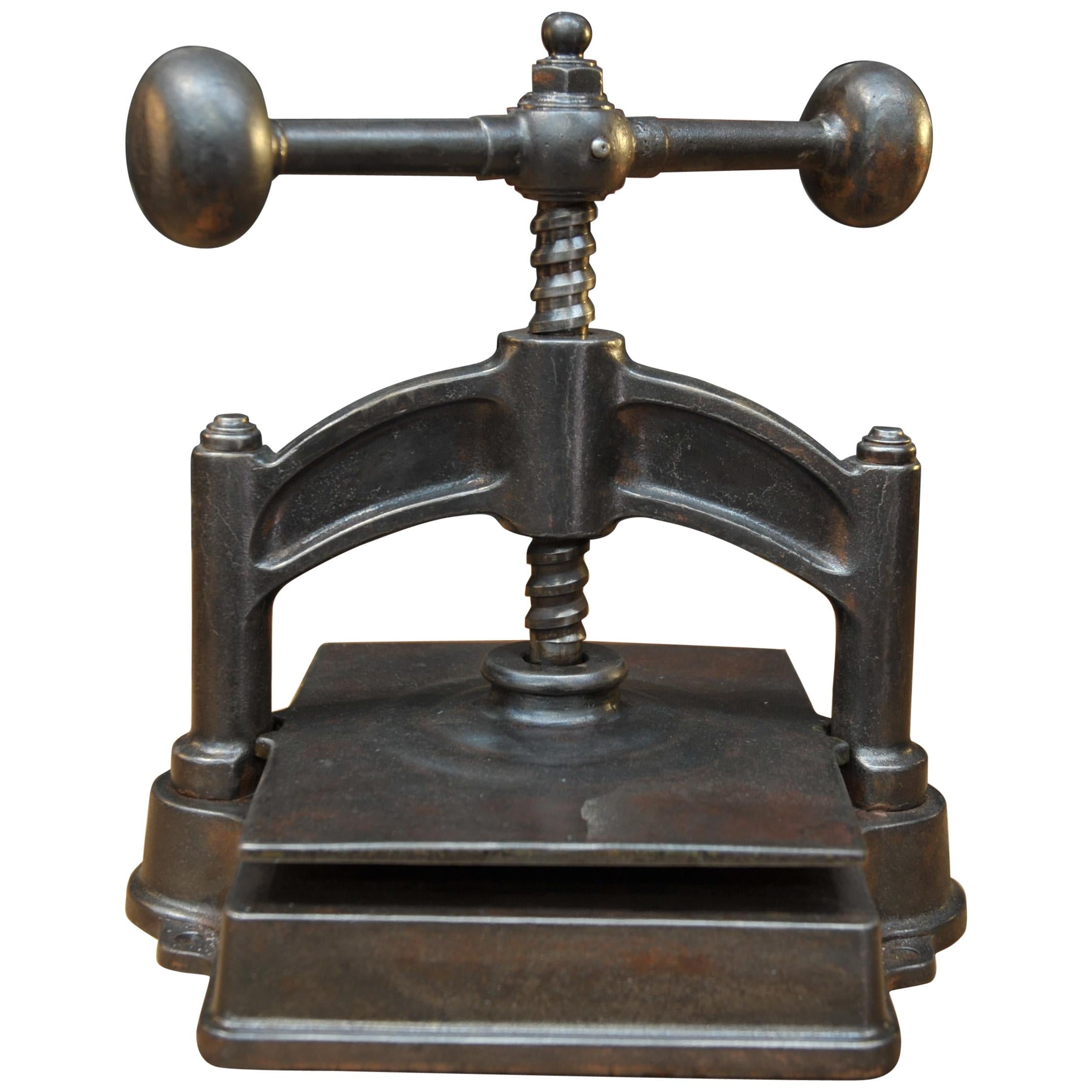 1880s Industrial Cast Iron Book Press with Brass End Details For Sale ...